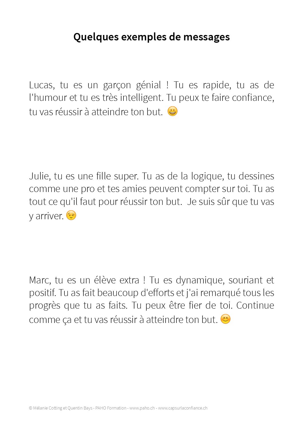 exemples_messages | Cap sur la Confiance